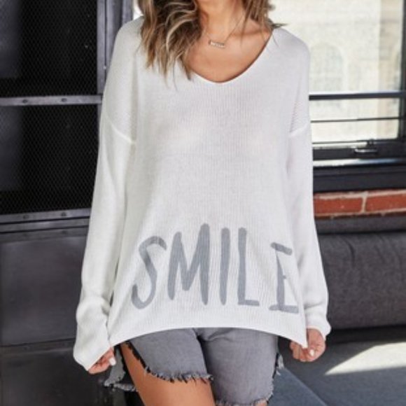 Sweaters | White Sweater Smile | Poshmark